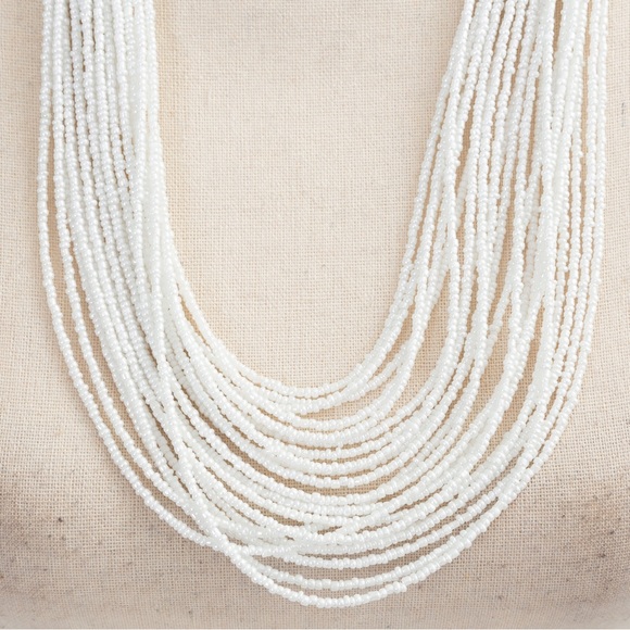 IMAN | Jewelry | White Multi Strand Layered Beaded Collar Necklace Gold ...